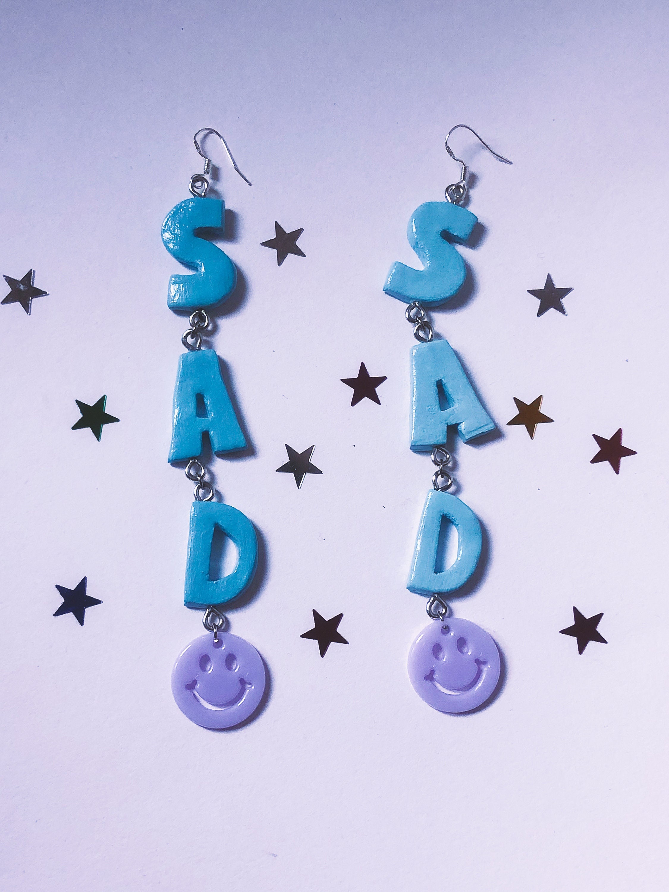 Long Earrings Smiley Sad Face Sad Earrings Harajuku Style - Etsy Hong Kong