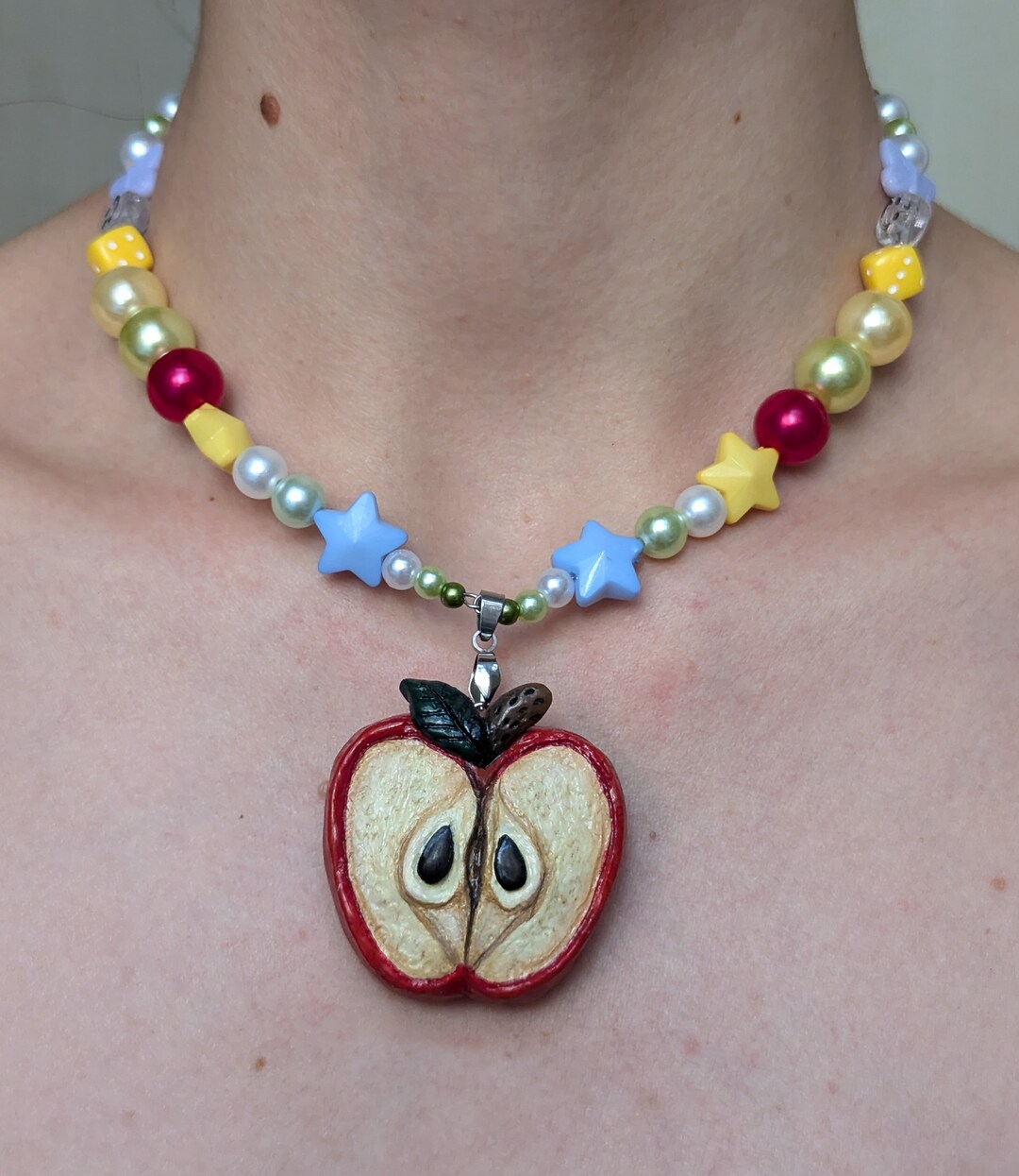Apple Star Pearl Necklace - Weird Core - Fruit Necklace- Harajuku Japan ...
