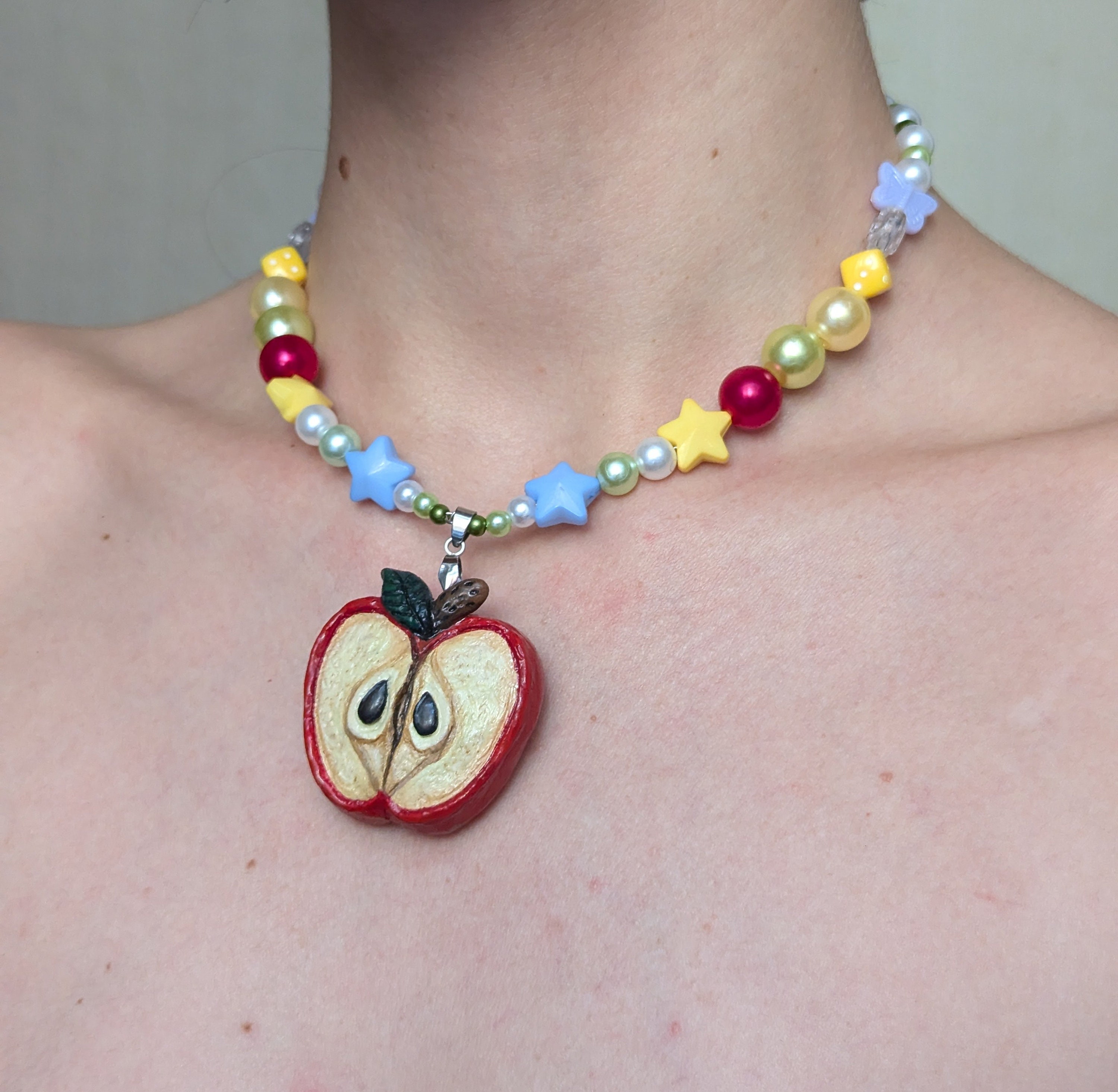 Apple Star Pearl Necklace - Weird Core - Fruit Necklace- Harajuku Japan ...