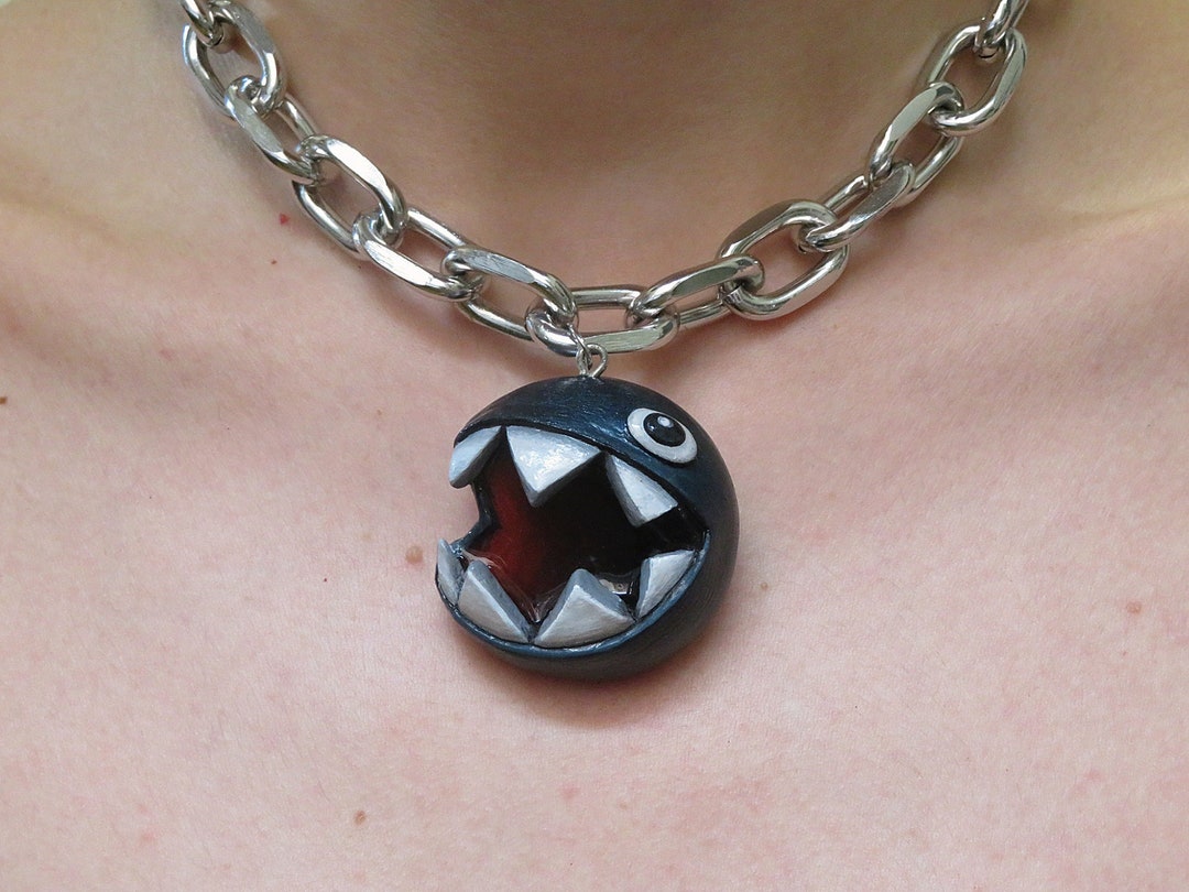 Chomp Chain Necklace Video Game Pendants Heavy Metal Gothic Chunky ...