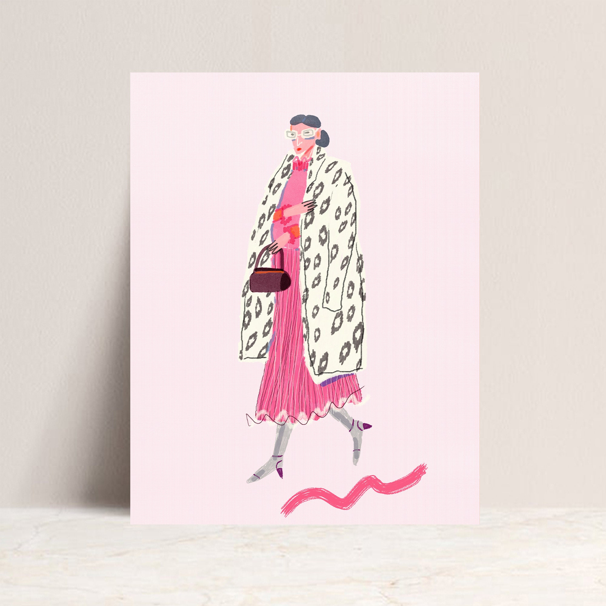 Lady in White Art Print cute Portrait fashion Illustration vertical ...