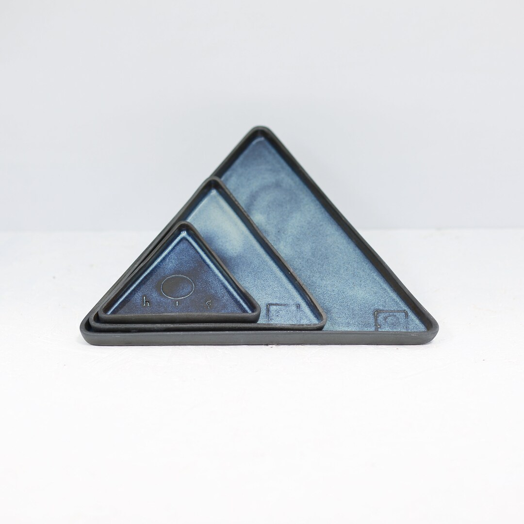 Set of 3 Ceramic Triangle Serving Plate Set Handmade Versatile ...
