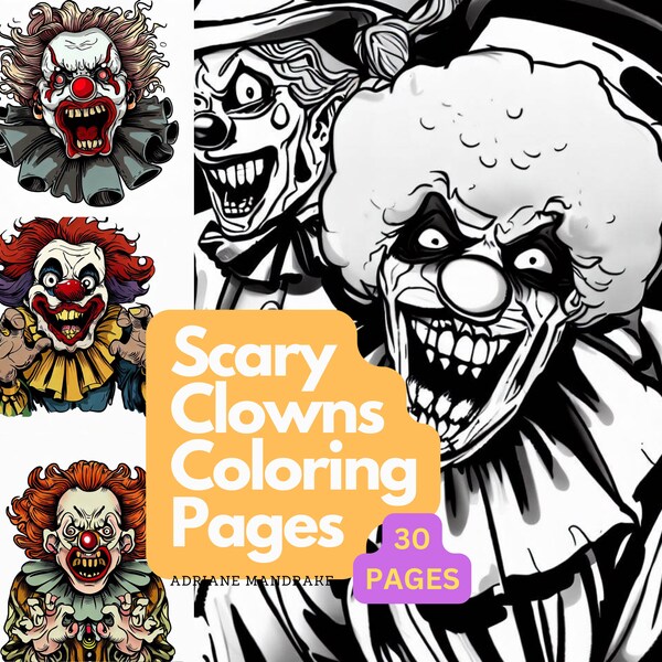 Printable Creepy Clown - Etsy