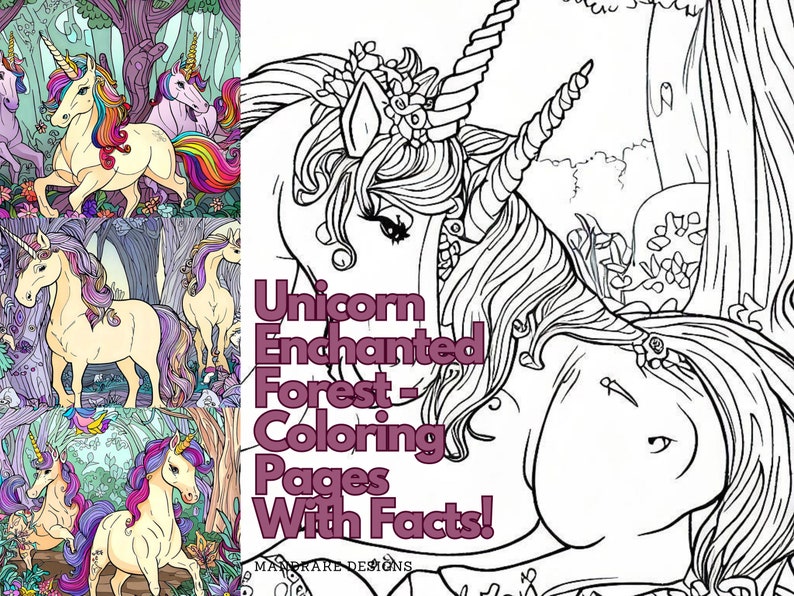 Printable Unicorn Coloring Pages With Facts, Unicorn Games, Unicorn ...