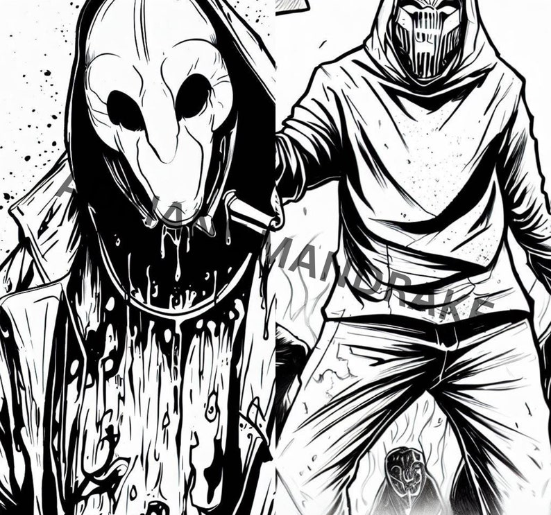 Purge Inspired Coloring Book, Scary Coloring Pages, Horror 30 Pages ...
