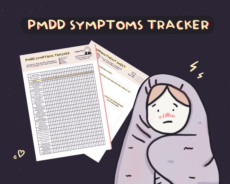 PMDD Symptoms Tracker | ADHD | PMDD Awareness | Monthly Symptom Tracker ...