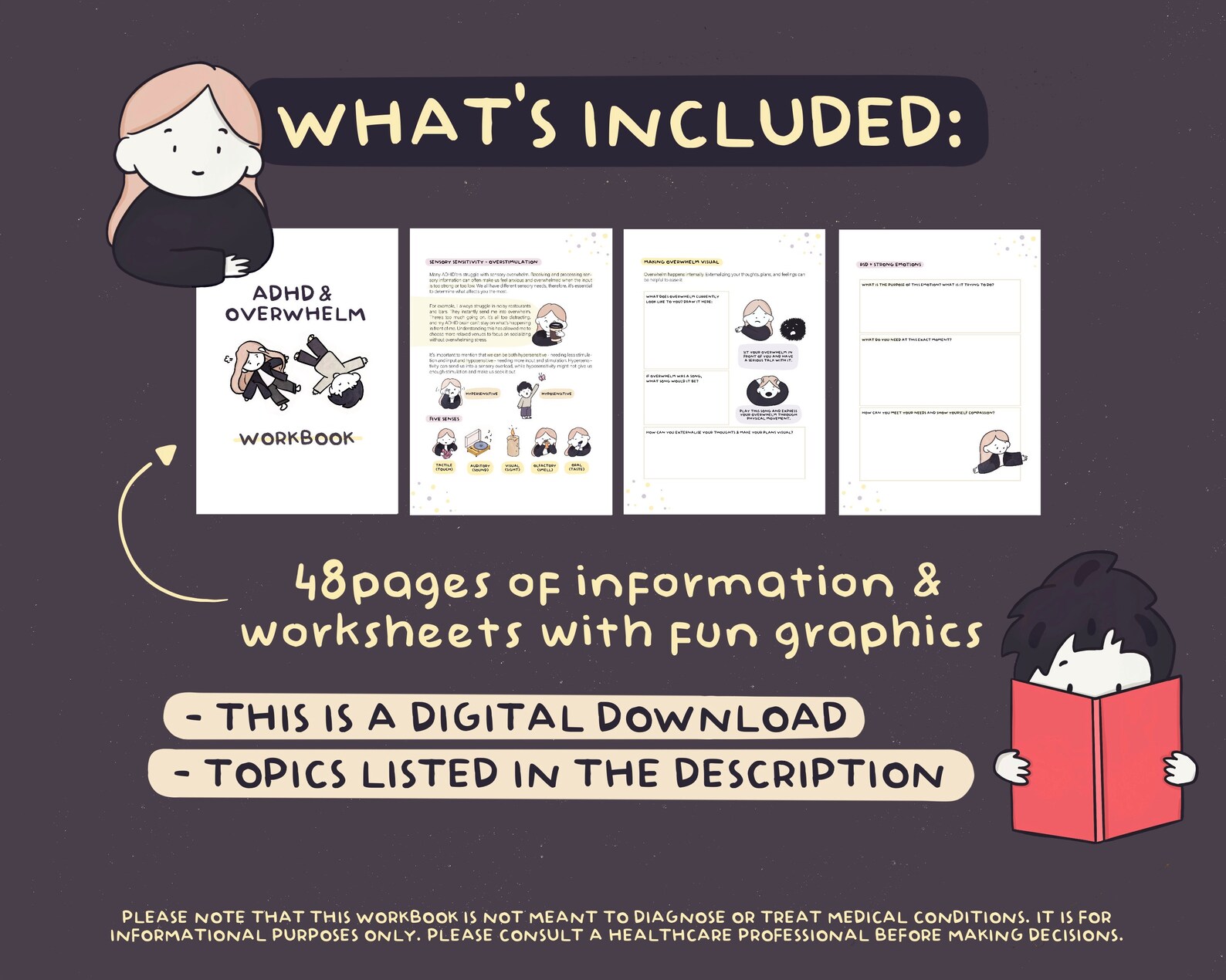 ADHD & Overwhelm Workbook | ADHD | Journal | Worksheet | Self-help ...