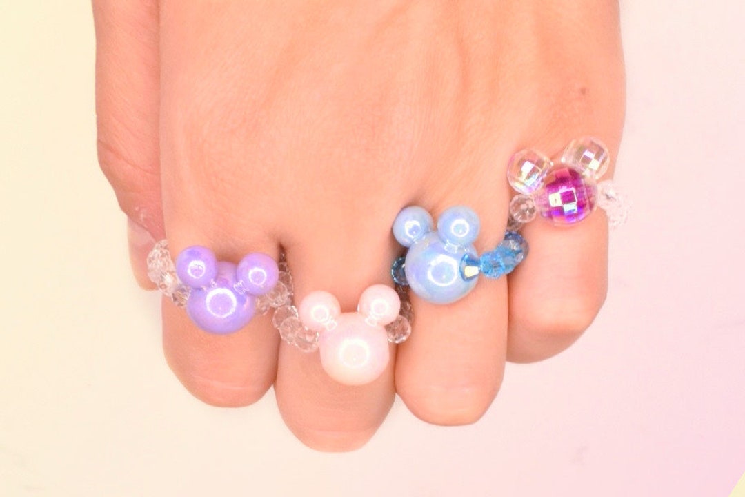 Disney Mickey Mouse Inspired Stackable Rings With Mickey Mouse Beads ...