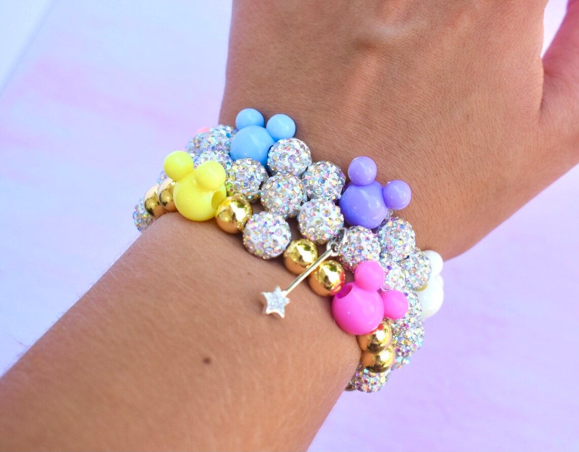 Mickey Mouse Inspired Disney Beaded Bracelet for Disney | Etsy