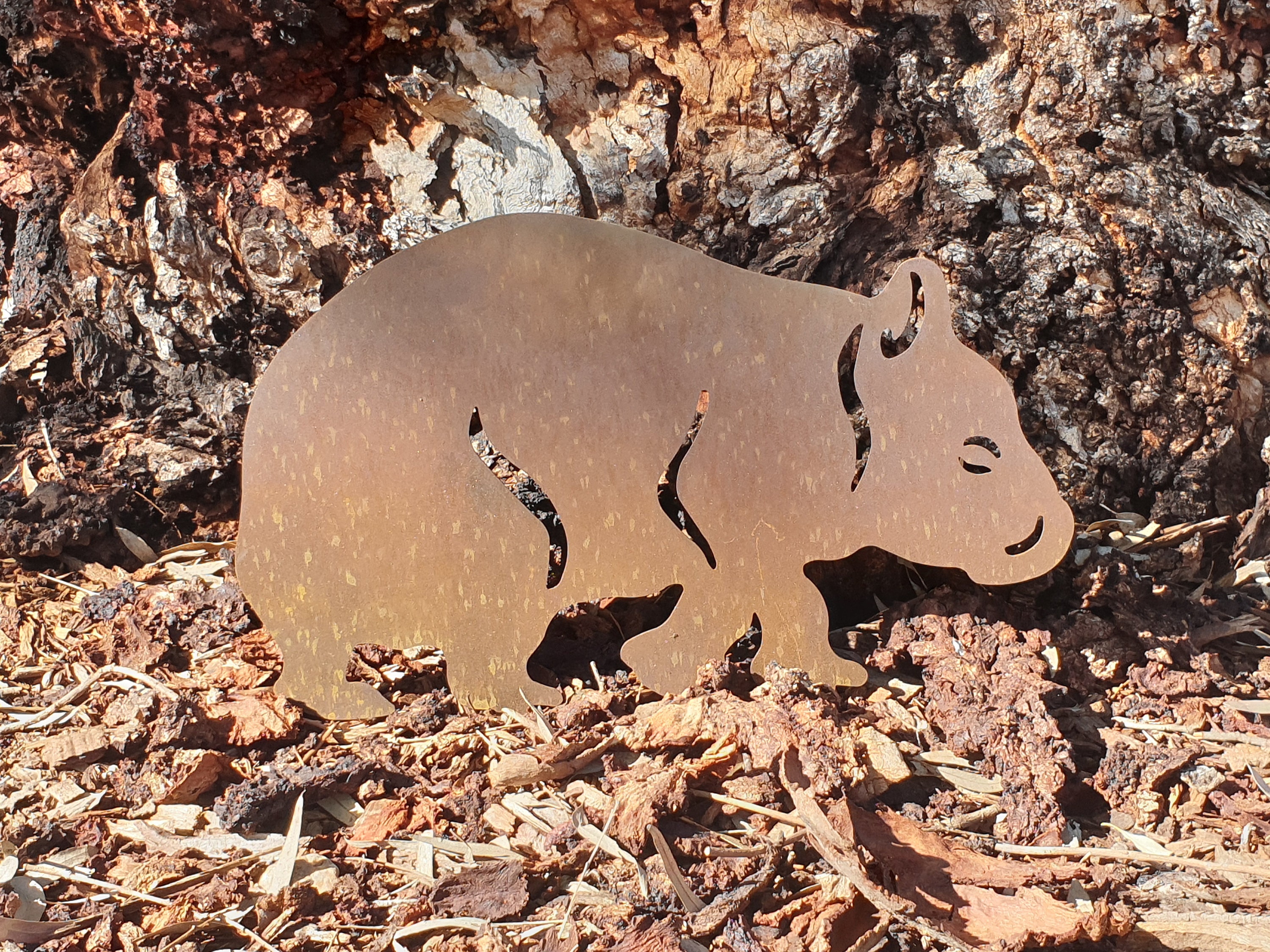 Wombat Garden Stake Australian Made Rusted Metal Garden Art | Etsy ...