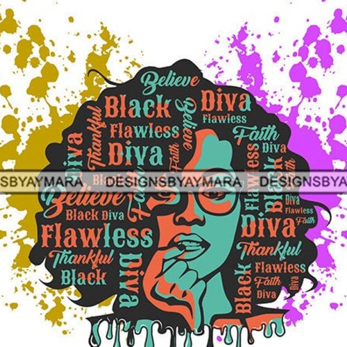 Melanin Girl Clipart PNG - Etsy
