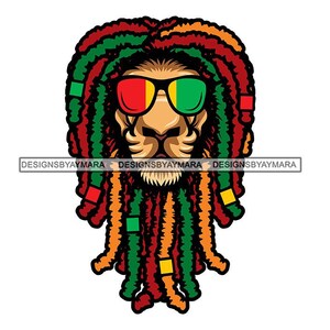 Lion Head With Dreadlocks Red Yellow Green Sunglasses Wildlife Wild ...