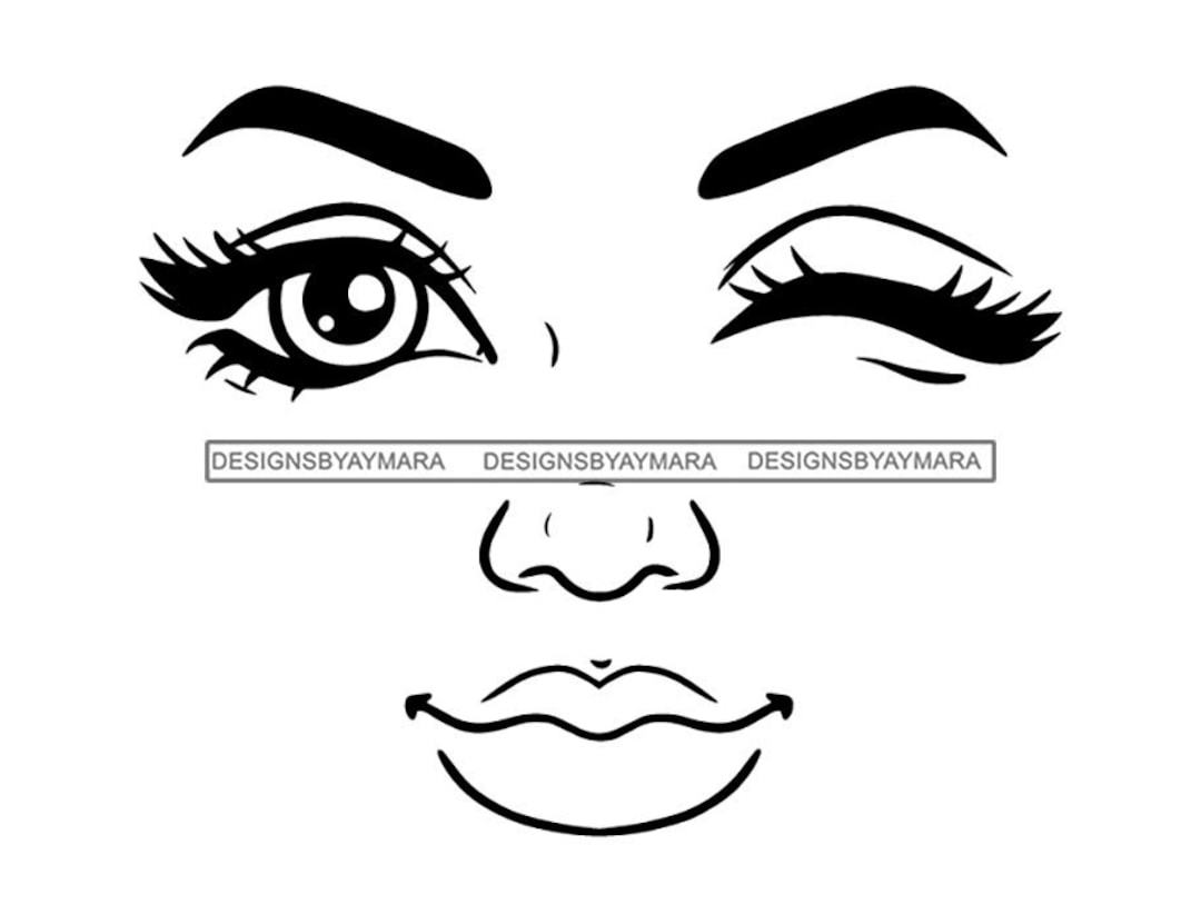 Emoticon Woman's Face One Eye Open One Eye Wink Eyes Just the Face in ...