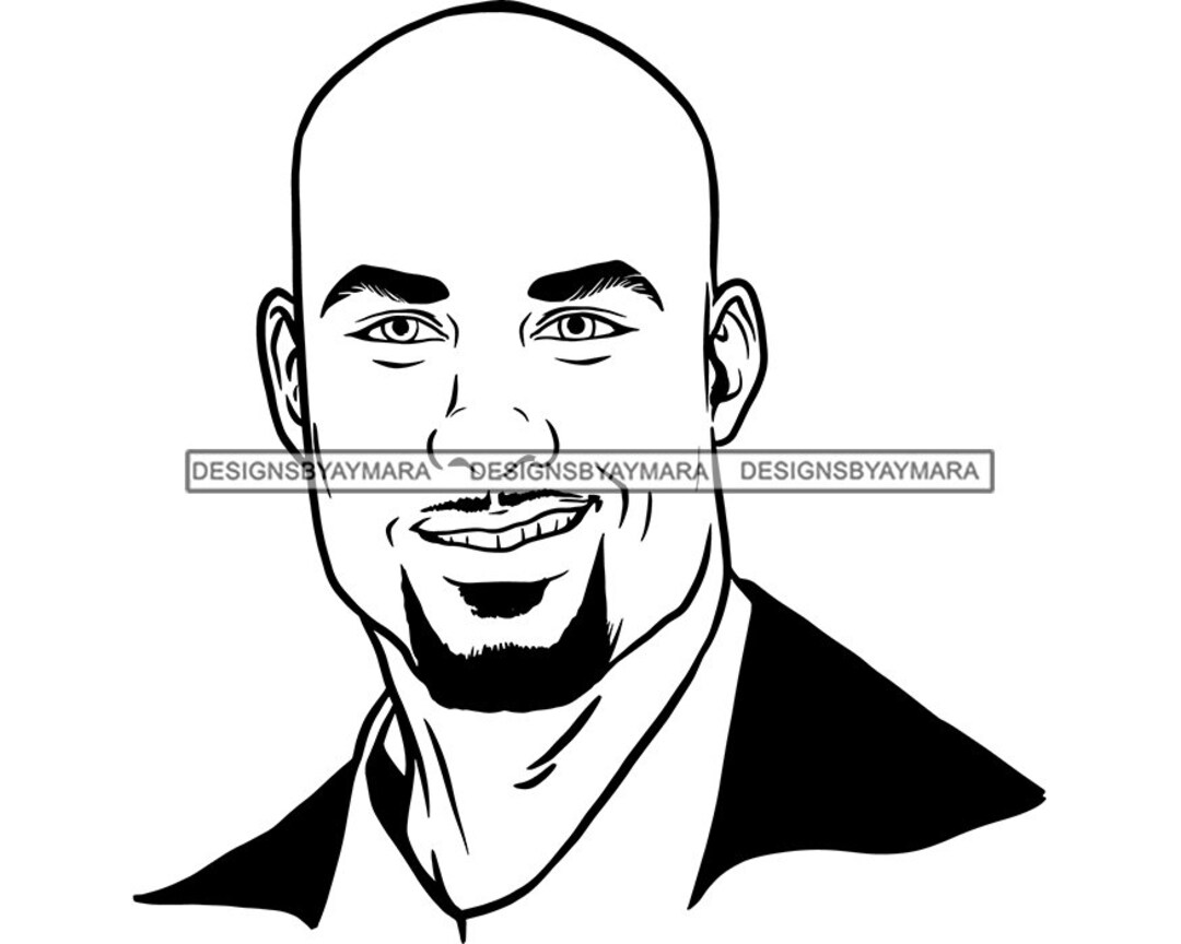 Handsome Bald Man Face Bearded Nice Smile Success Adult Portrait ...