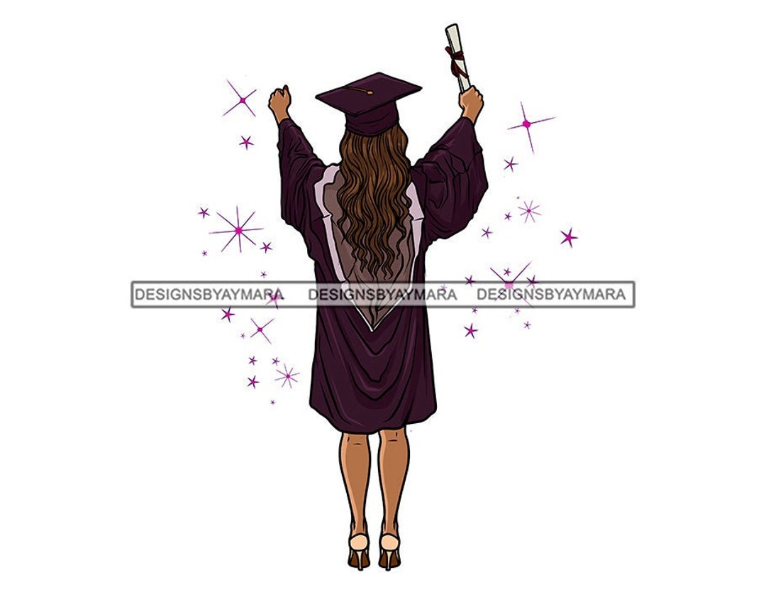 Graduation Young Woman Diploma Gown Graduate Cap Graduating Class ...
