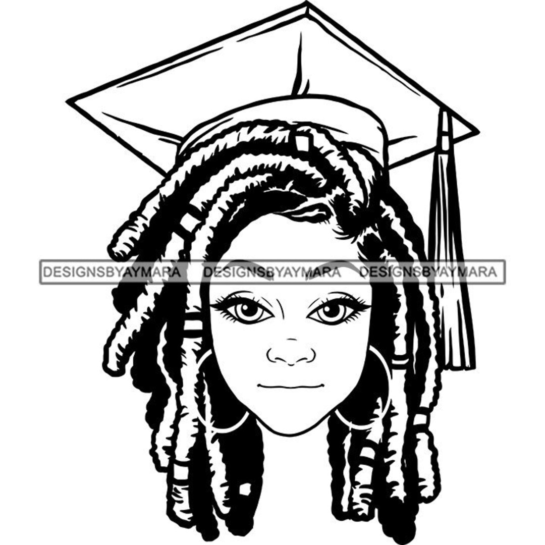 Cute Melanin Woman Locs Graduation Cap College High School Graduating ...