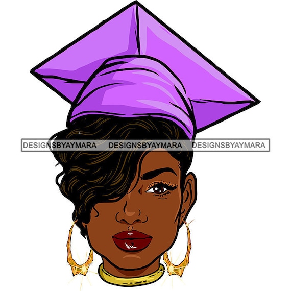 Melanin Woman Purple Graduation Cap College High School | Etsy