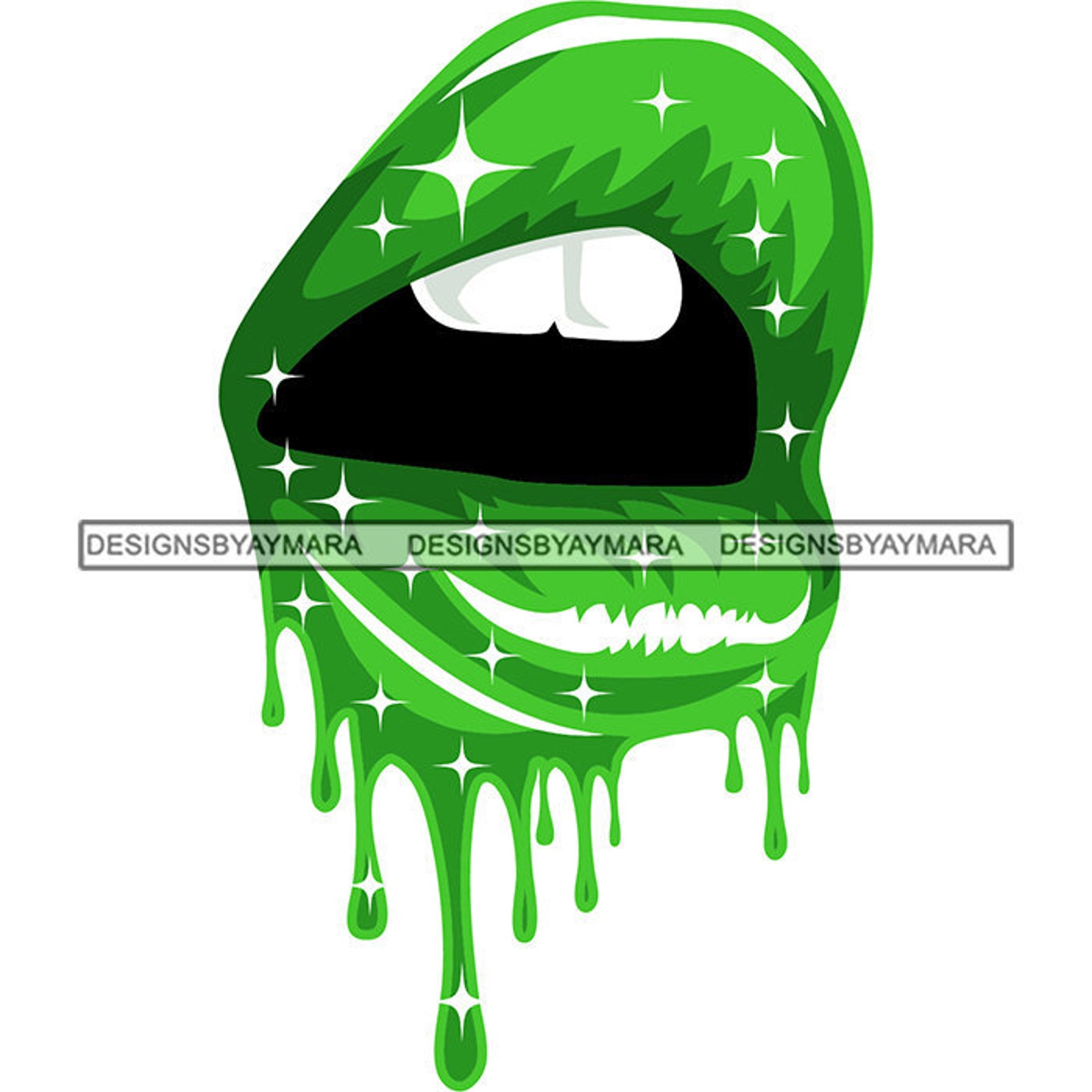 Green Sexy Sensual Dripping Lips Lipstick Sparkling Makeup Hot Etsy