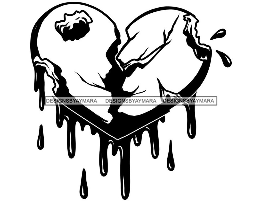 Sad Broken Heart Bullet Holes Scars Grief Dripping Blood Bleeding ...