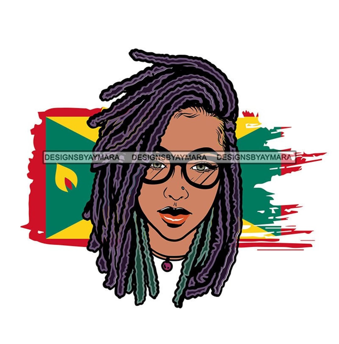 Grenada Flag Proud Lady Melanin Woman Dreadlocks Locs Hairstyle Female ...