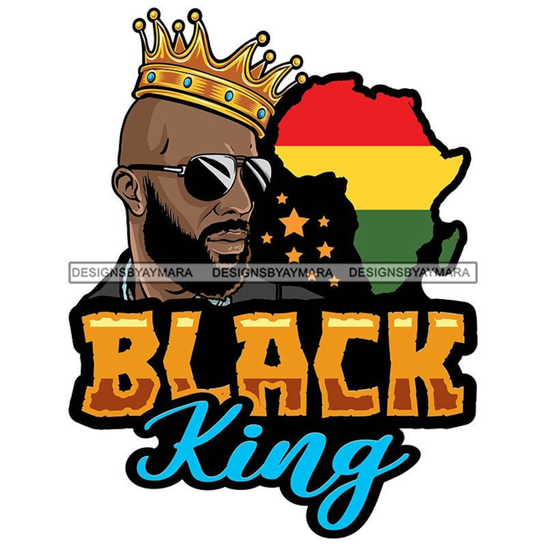 Bald Bearded Black King Black Man Crown King Afro Brother Color Red ...