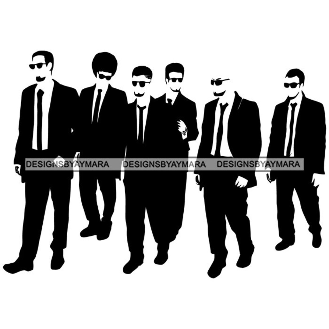 Six Men in Black Suits Walking Meeting Afro White Background Badass ...