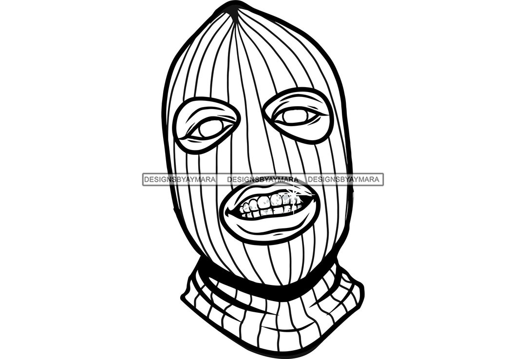 Gangster Man Wearing Ski Mask Portrait Burglar Diamond Teeth Street ...