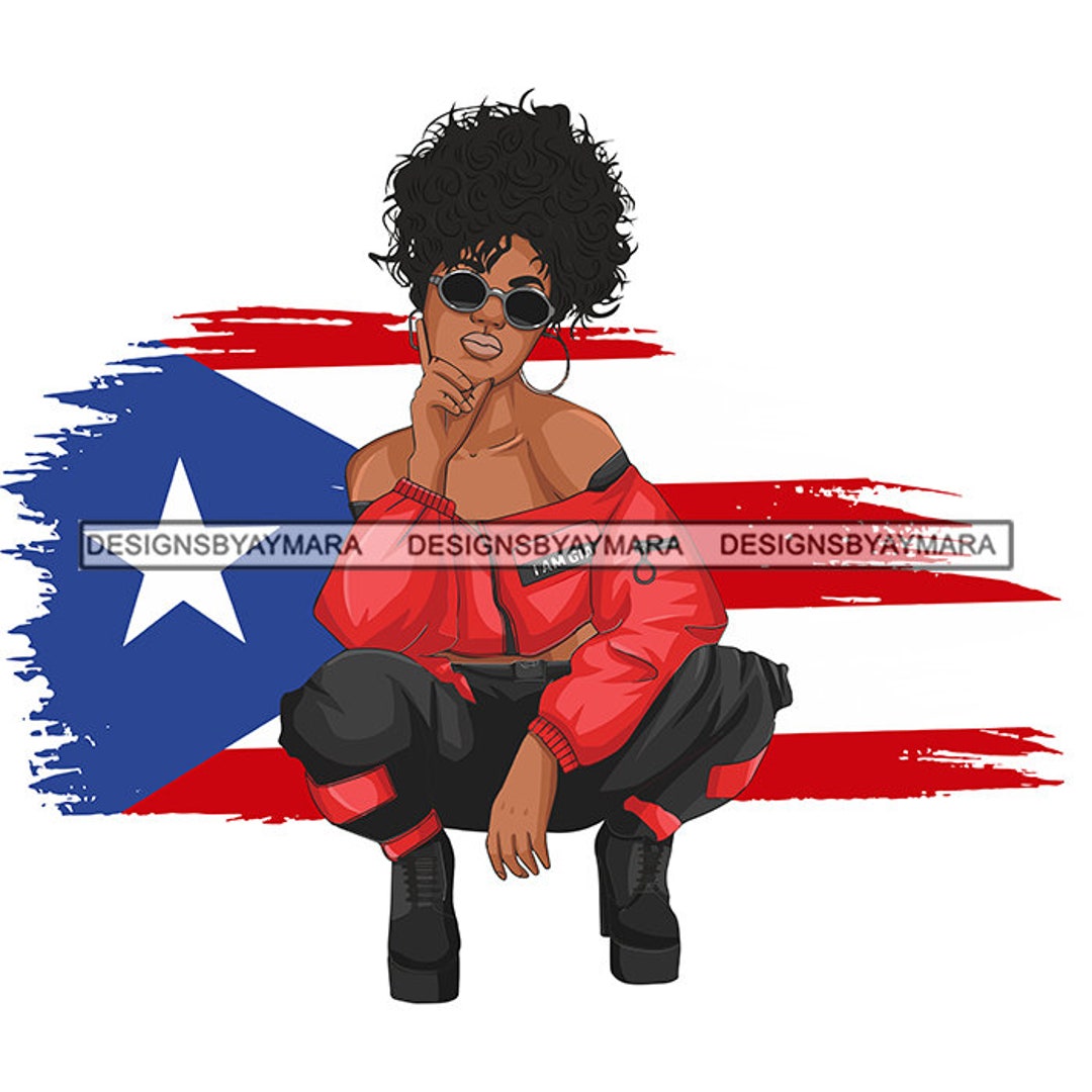 Boricua Woman Black Latina Distressed Puerto Rico Flag Diva Queen ...
