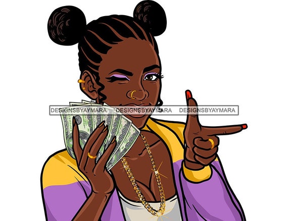 Diva With Braids Fanning Cash Money Dollar Bills Purple and - Etsy