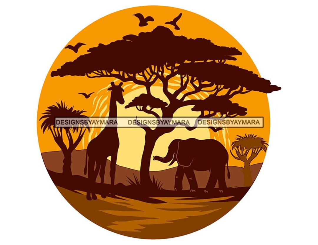 Safari Background Sun Animal Nature Wildlife Giraffe Africa Elephant ...