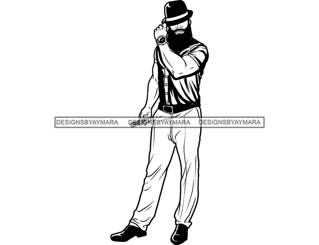 African American Man Bearded Beard Handsome Masculine Male Fedora Hat ...