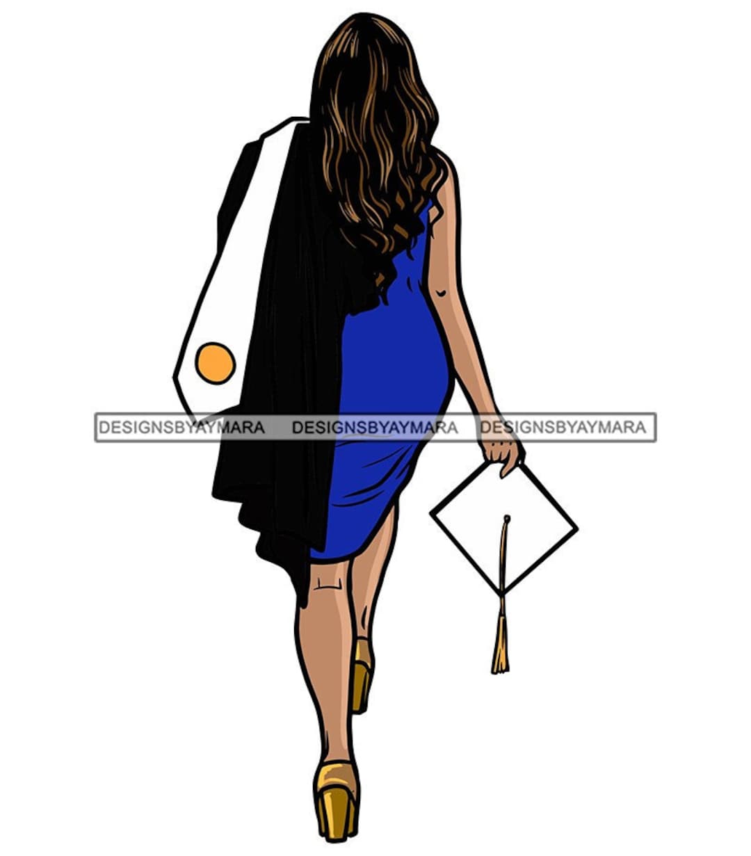 Graduation Woman Cap Diploma Blue Gown Education College Ceremony ...