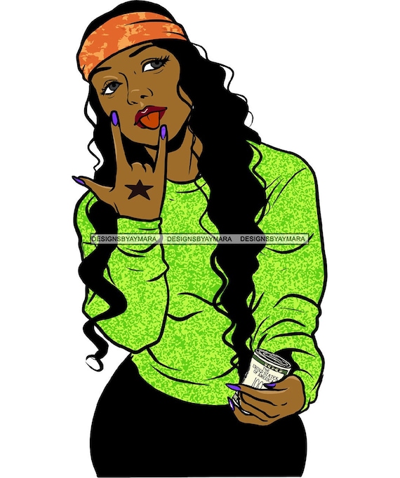 Street Urban Girl Ghetto Melanin Woman Turban Tattoo Goddess | Etsy