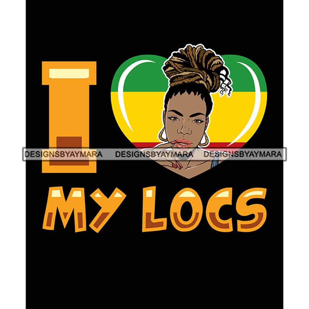 I Love My Locs Dred Locs Sister Locs Hairstyle Green Yellow Red Black ...