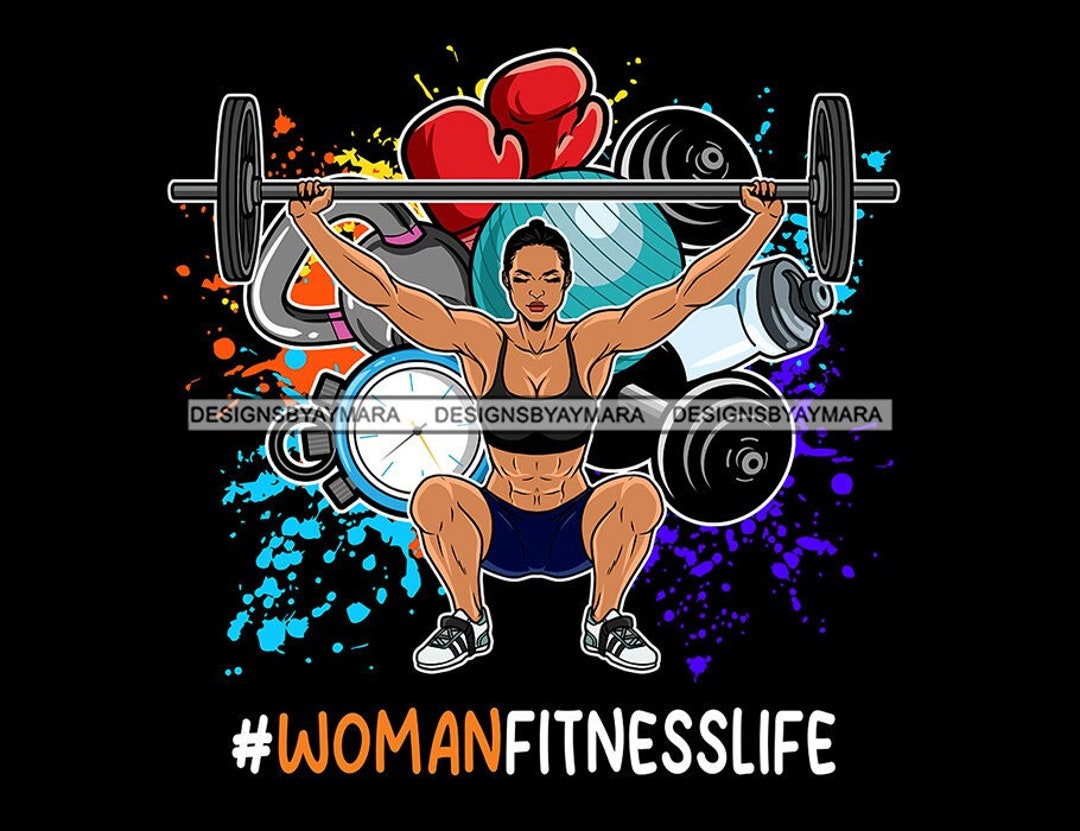Strong Woman Fitness Life Bodybuilding Power Lifter Squats Barbell ...