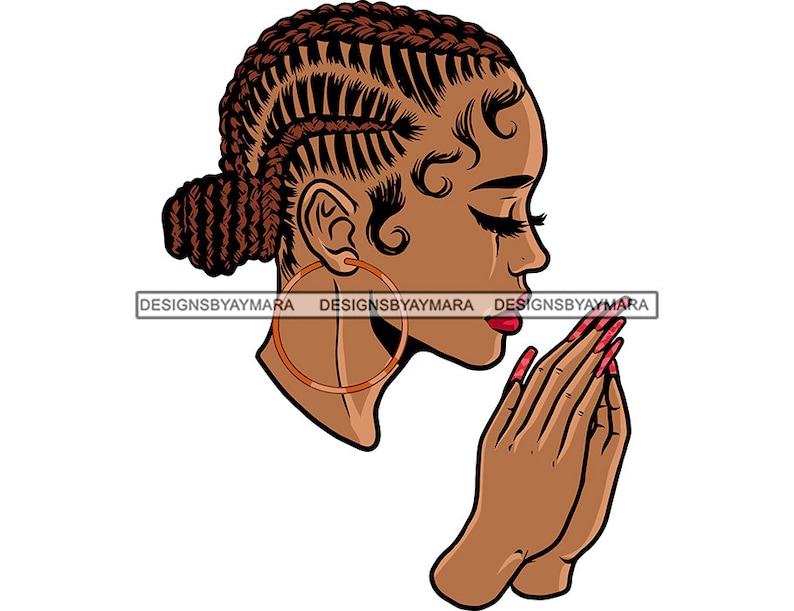 Melanin Woman Praying God Updo Braided Braids Hair Holy - Etsy