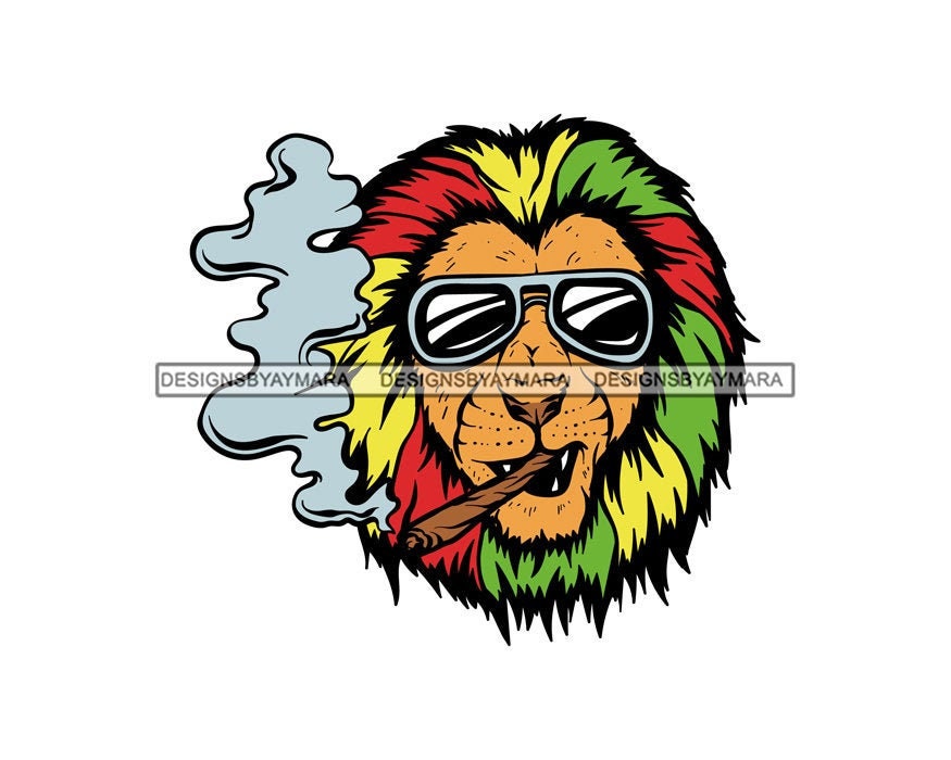 Rasta Lion Smoke Background