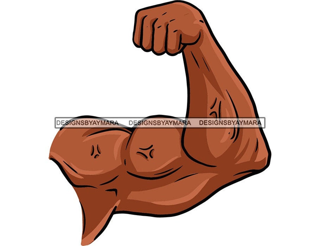 Arm Muscles Strong Black Man Big Muscles Brown Skin Strong Fist Color ...