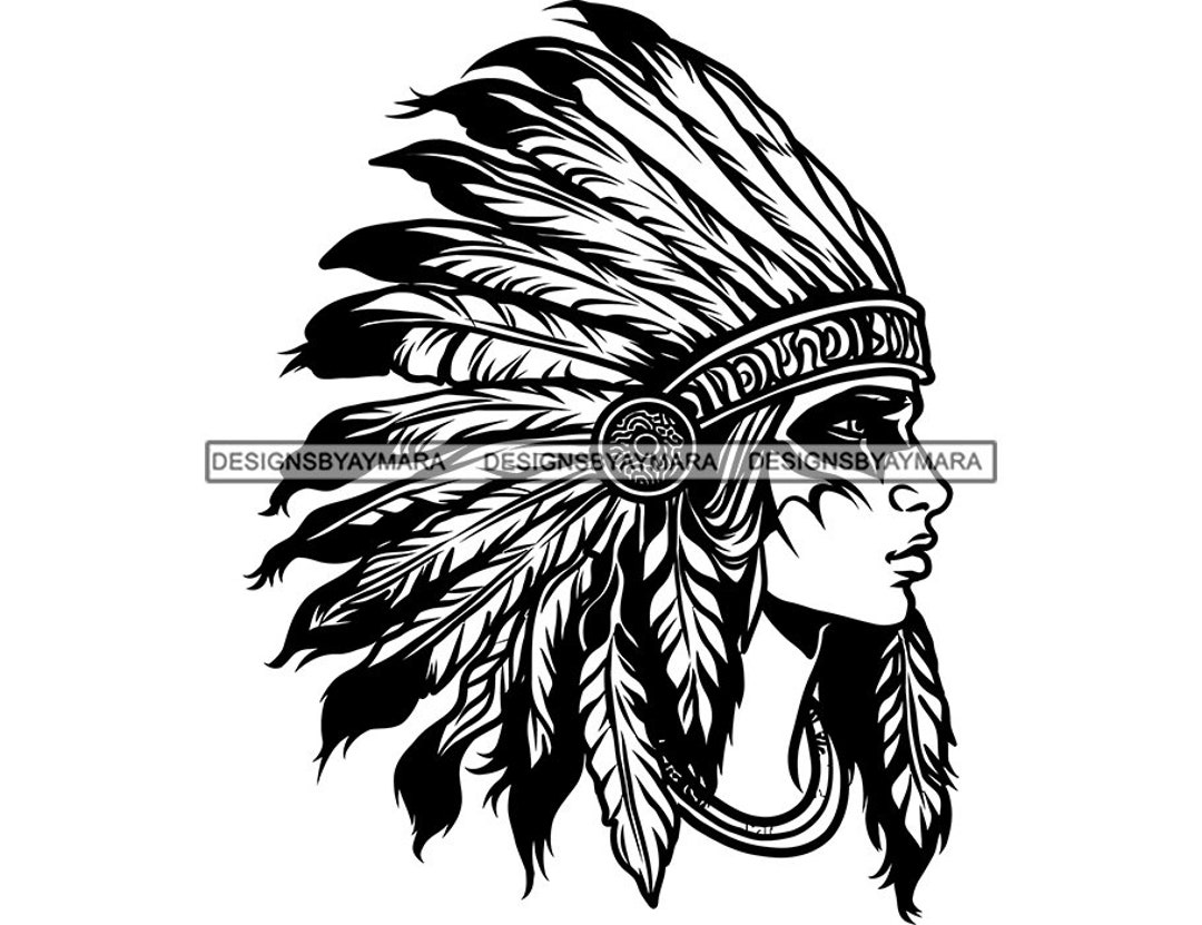 American Cherokee Indian Woman Portrait Warrior Native Tribal Tribe ...
