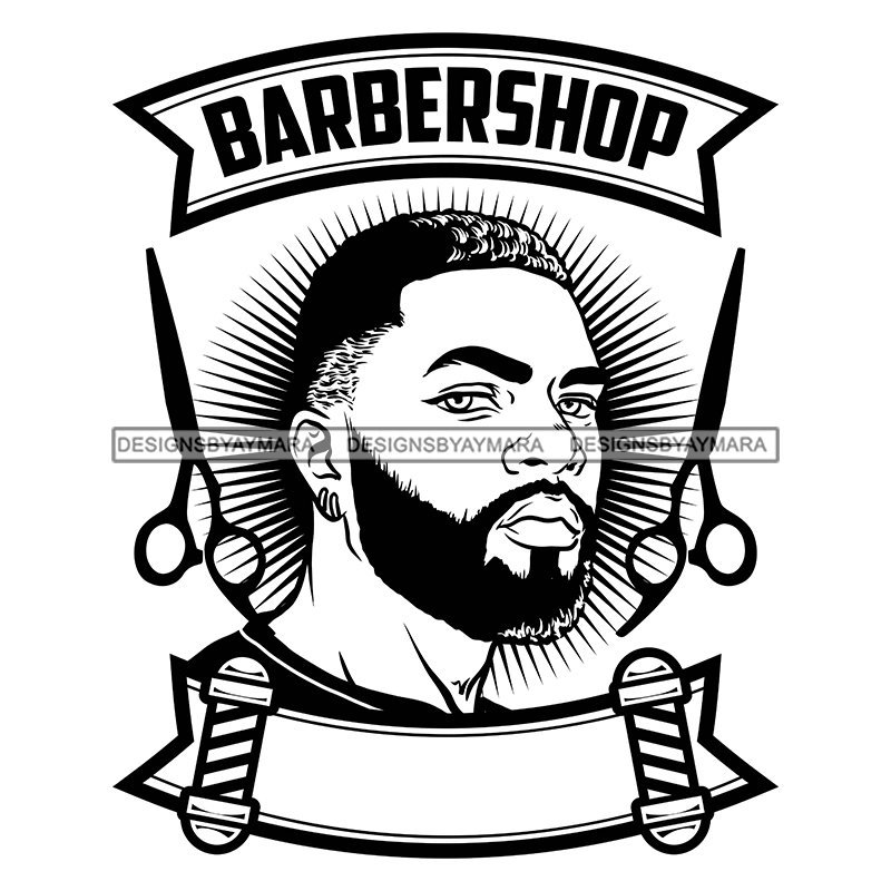 Barbershop Graphic Logo Bearded Black Man Barber Lights Logo | Etsy