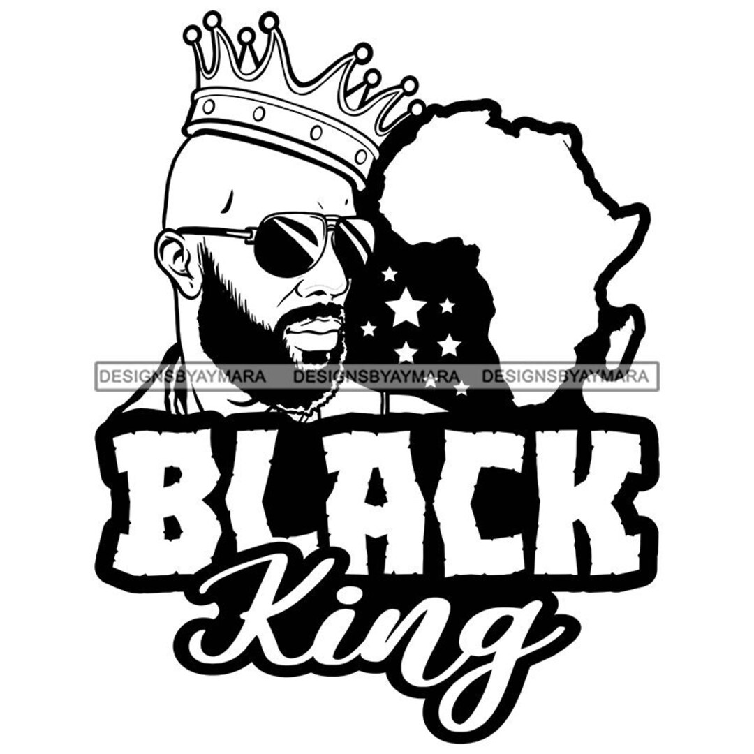 Dope Bearded Black King Black Man Crown Africa Brother in Bw Coloring ...