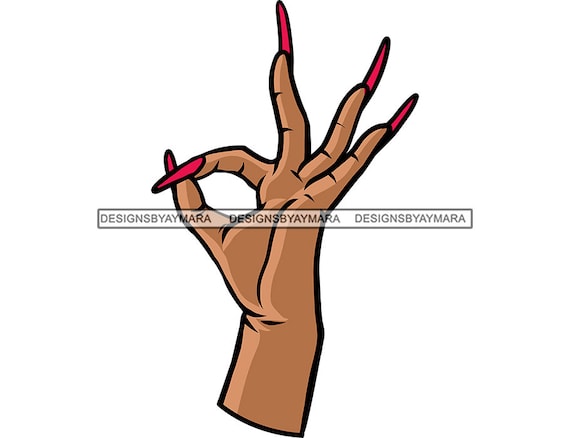 Girl Hand Peace Sign Nails