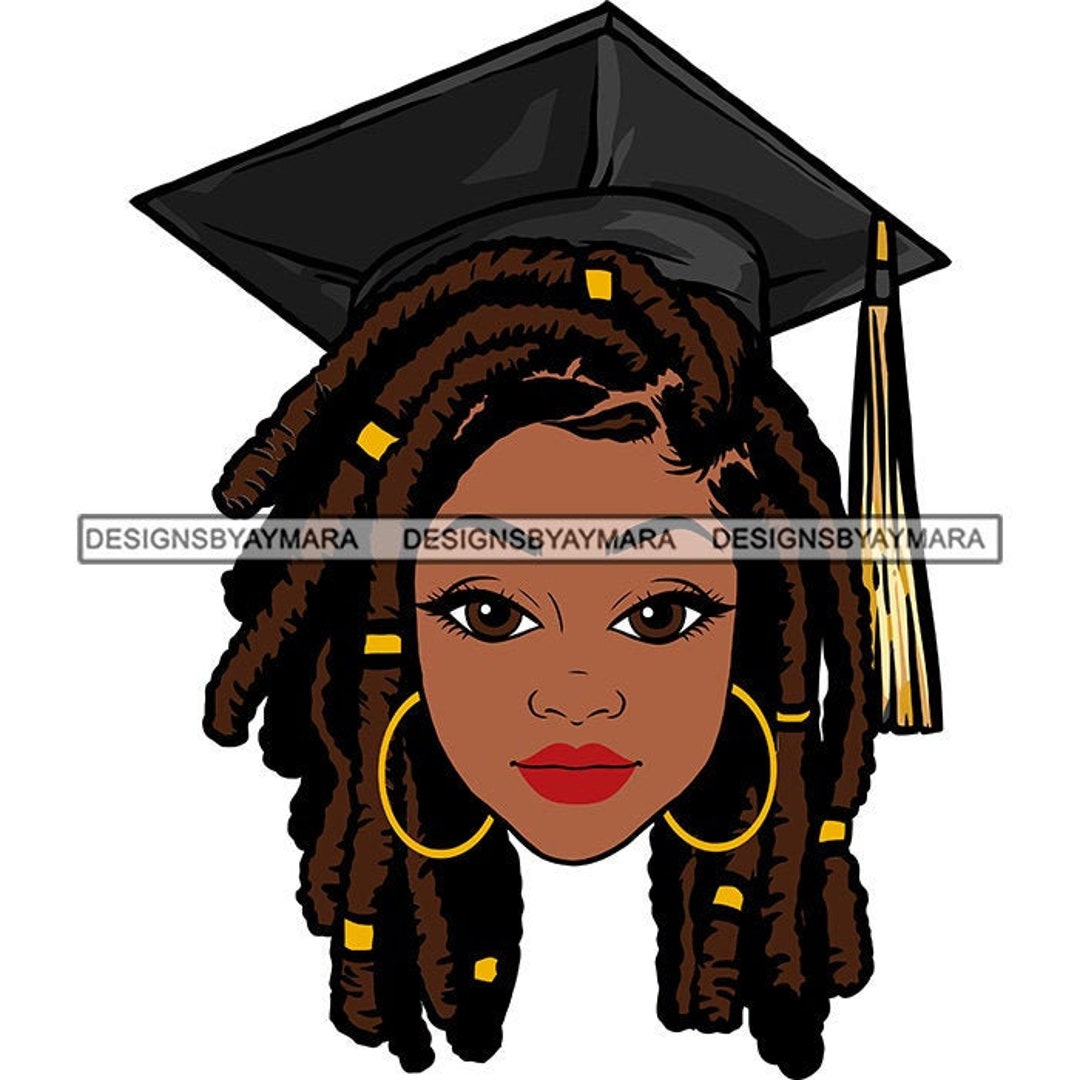 Cute Melanin Woman Locs Black Graduation Cap College High School ...