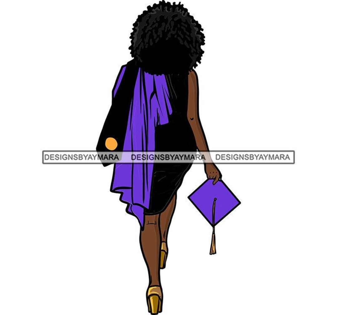 Graduation Afro Woman Purple Cap Diploma Achievement Education College ...