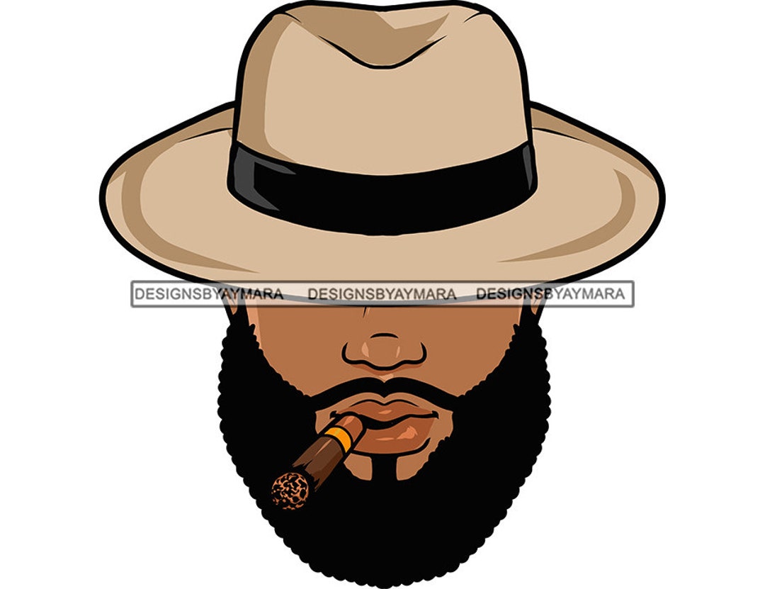 African American Man Portrait Faceless Smoking Cigar Smoke Smoker ...