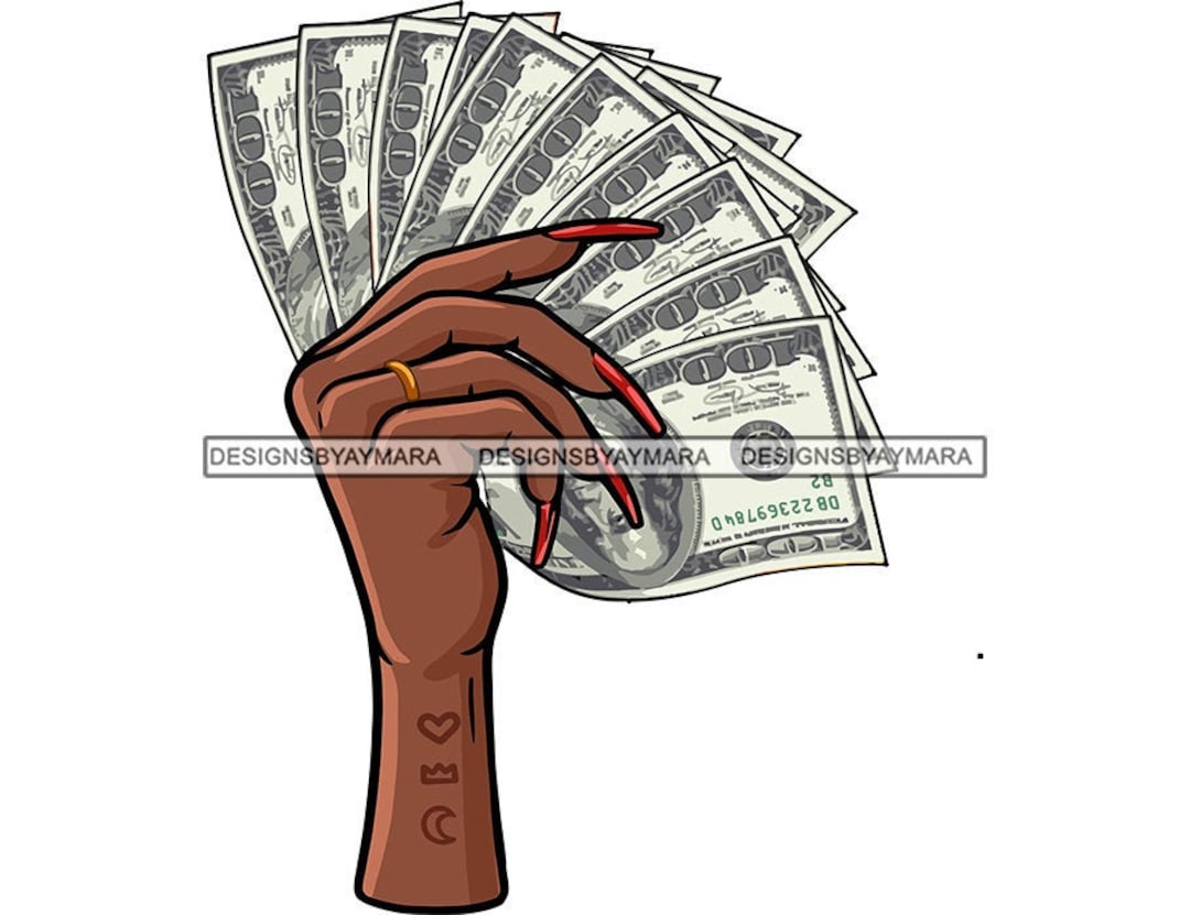 One Hand Fanning Cash Money Dollar Bills Wearing Gold Ring Long ...