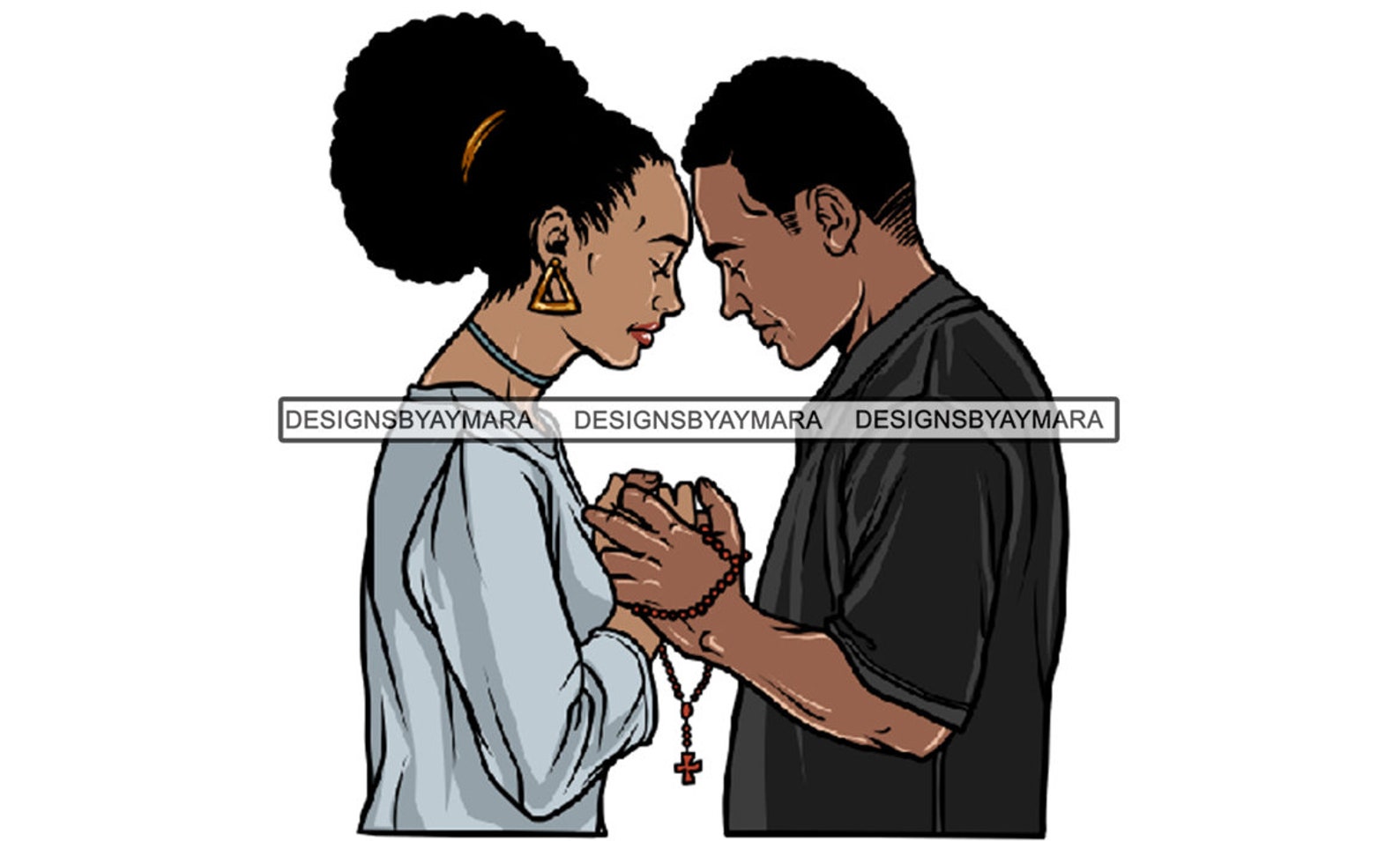 Afro Couple Praying Together God Strong Faith Inspiration - Etsy