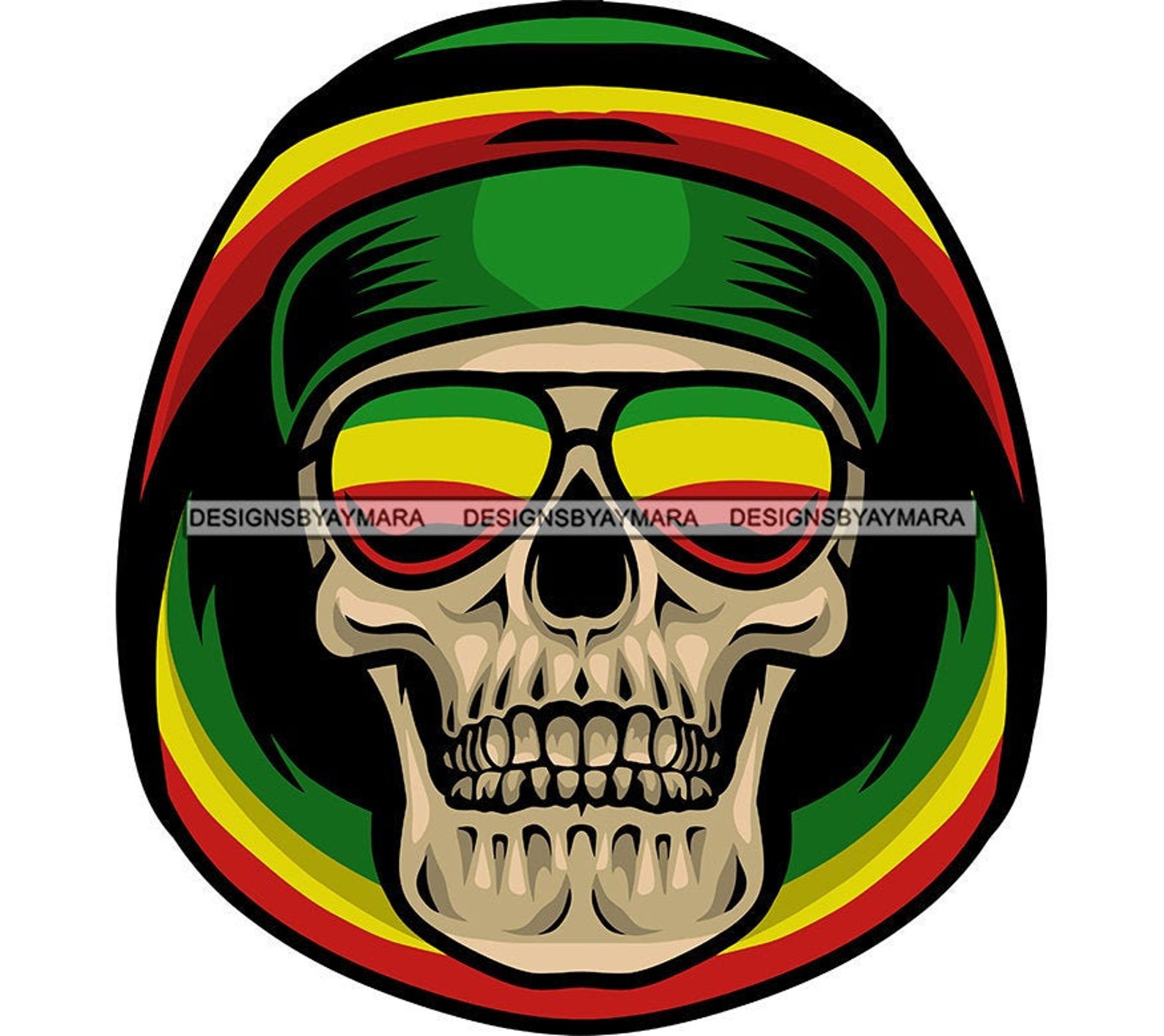 Reggae Rasta Skull Logo Cigarette Symbol Stoned Braids Emblem | Etsy