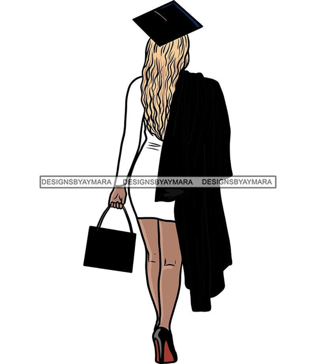Graduation Blonde Woman Cap Diploma Education College Ceremony Student ...