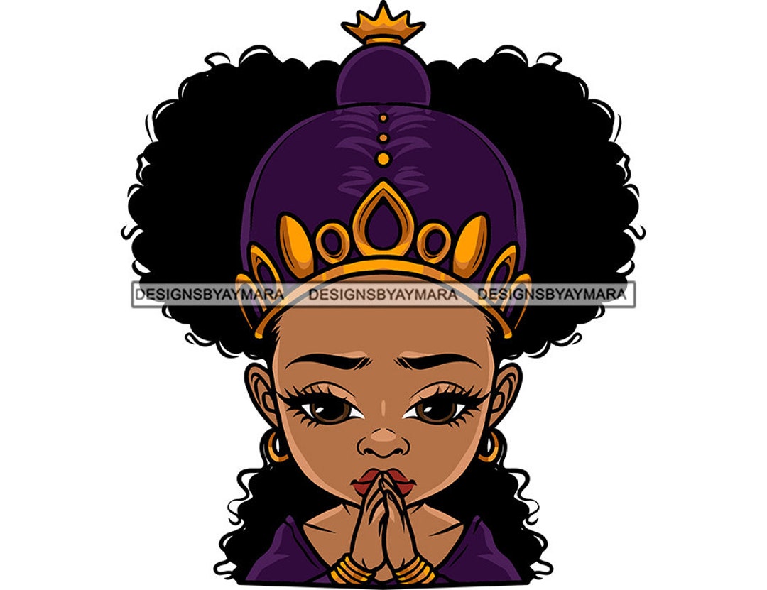 Lovable Melanin Princess Baby Girl Praying God Prayer Hands Hope ...